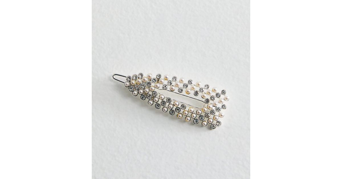 Silver Faux Pearl Slide Hair Clip | New Look