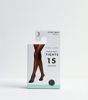 Black 3 Pack of 15 Denier Sheer Matt Tights | New Look