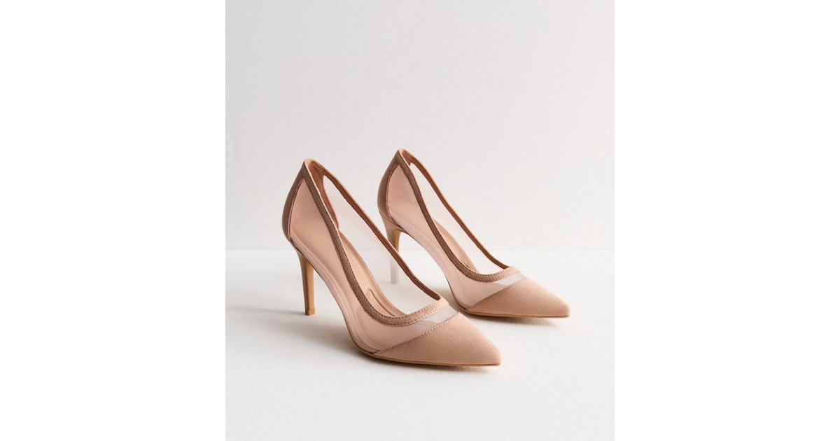 Mink Mesh-Panelled Stiletto Heel Court Shoes | New Look