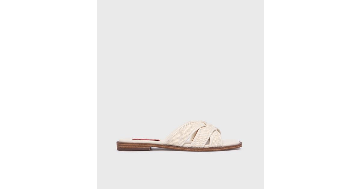 London Rebel Cream Cross-Strap Flat Sandals | New Look