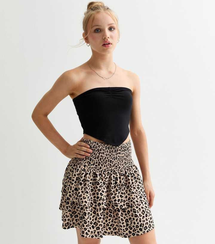 Girls Black Hanky Hem Bandeau Cropped Top | New Look