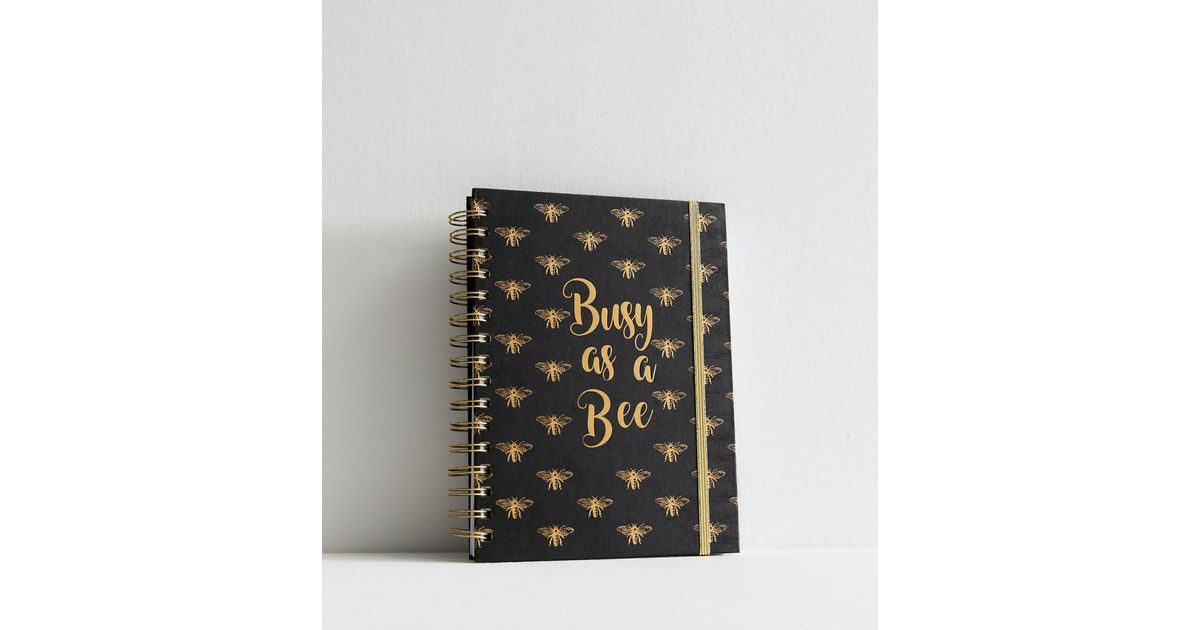 Black Busy As A Bee Notebook | New Look