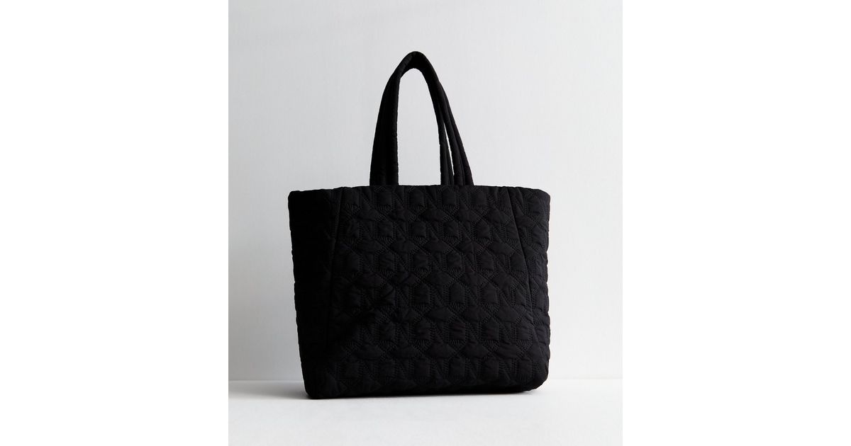 Black Quilted Tote Bag | New Look