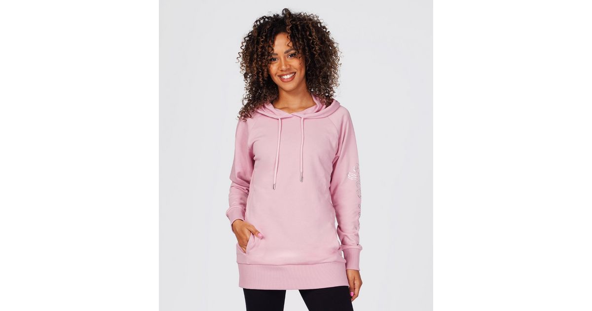 Pineapple Mid Pink Logo Longline Hoodie | New Look