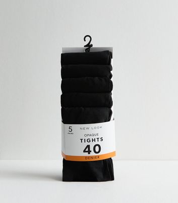 Girls 5 Pack of Black 40 Denier Tights | New Look