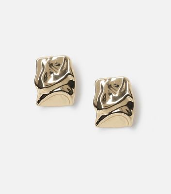 Freedom Gold Molten Stud Earrings | New Look