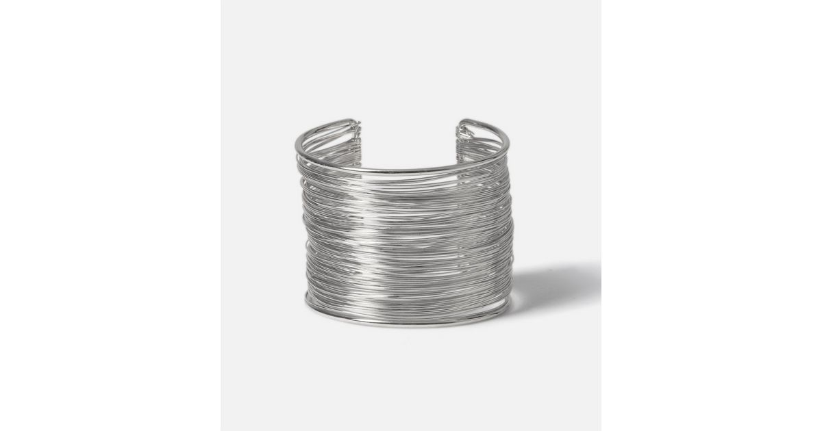 Freedom Silver Wire Cuff Bracelet | New Look