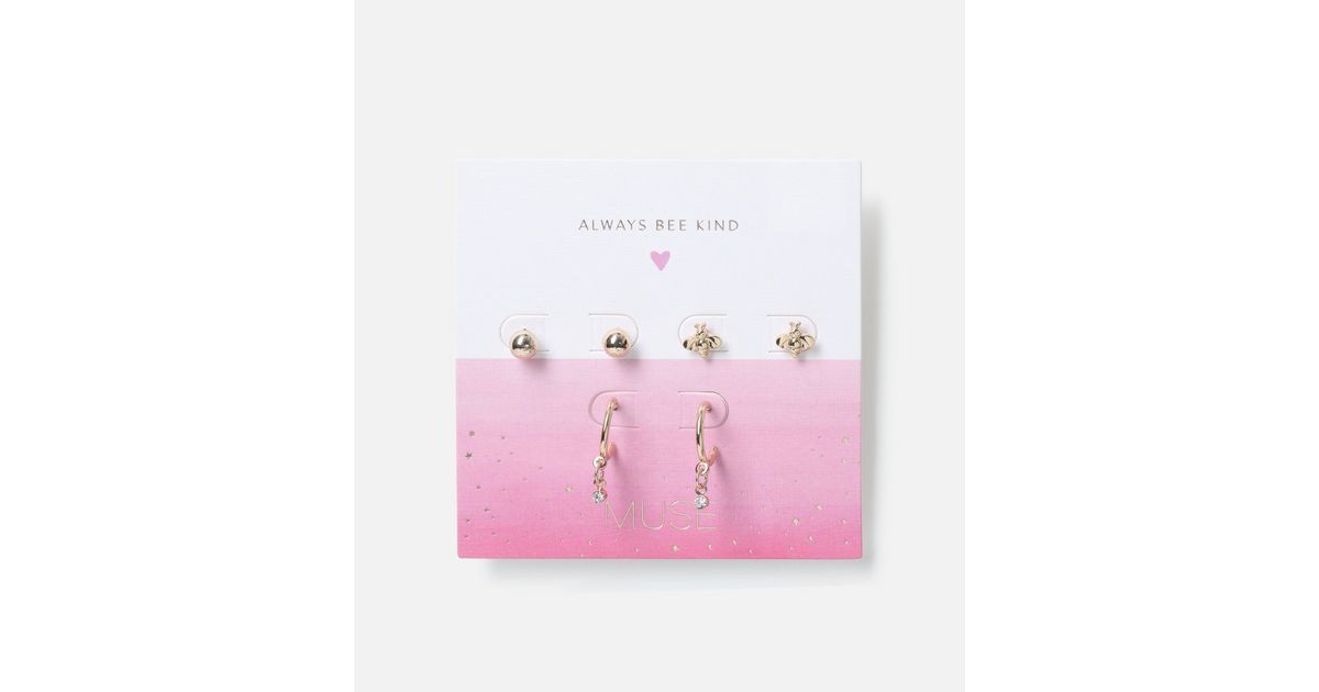Muse 3 Pack Gold Bee Mixed Earrings | New Look