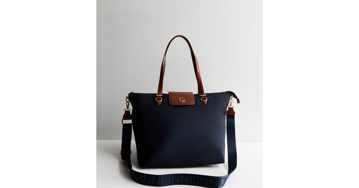 Navy Multi-Strap Zip Top Tote Bag | New Look