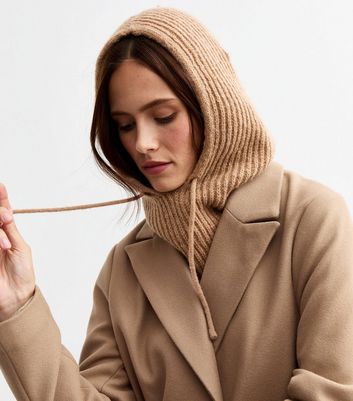 Camel Soft-Knit Drawstring Balaclava Hood | New Look