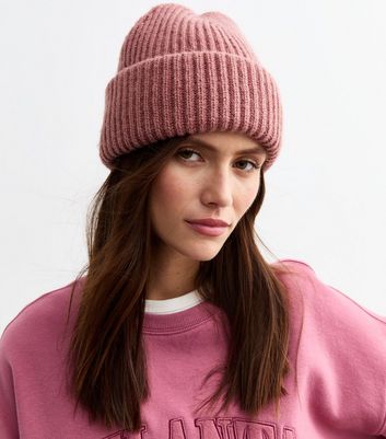 Pink Rib Chunky Knit Beanie Hat | New Look