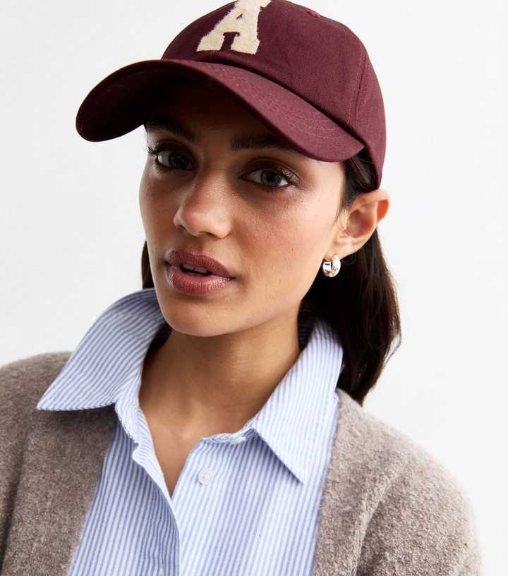Burgundy Collegiate Varsity Letter A Cap | New Look