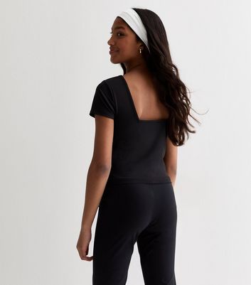 Girls Black Slinky Stretch Square Back Top | New Look