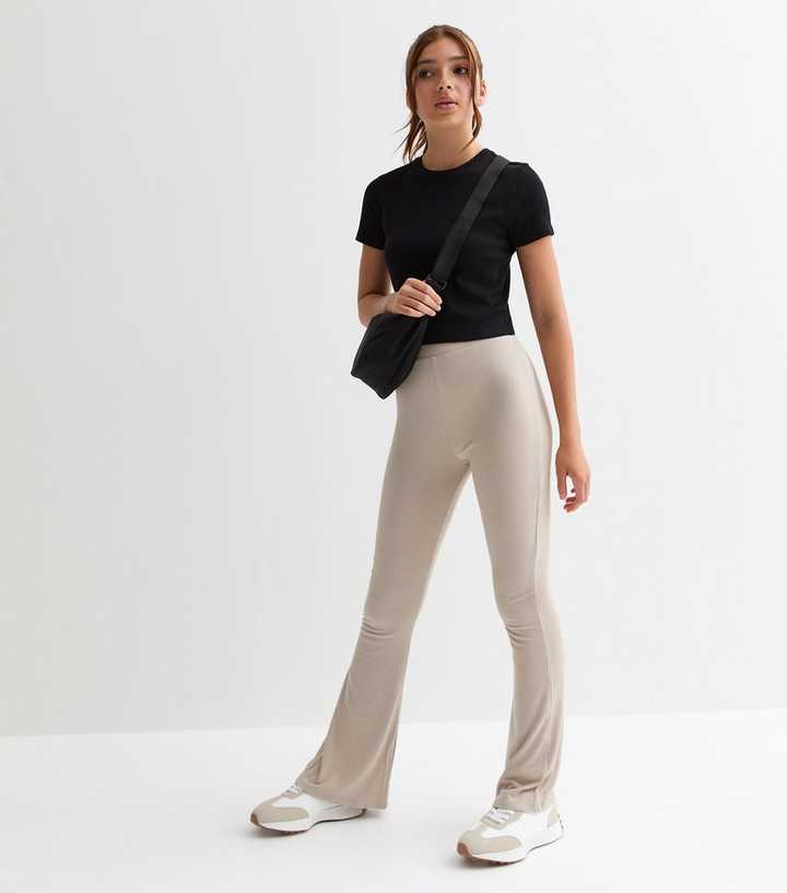 Girls Stone Ribbed Flared Trousers | New Look