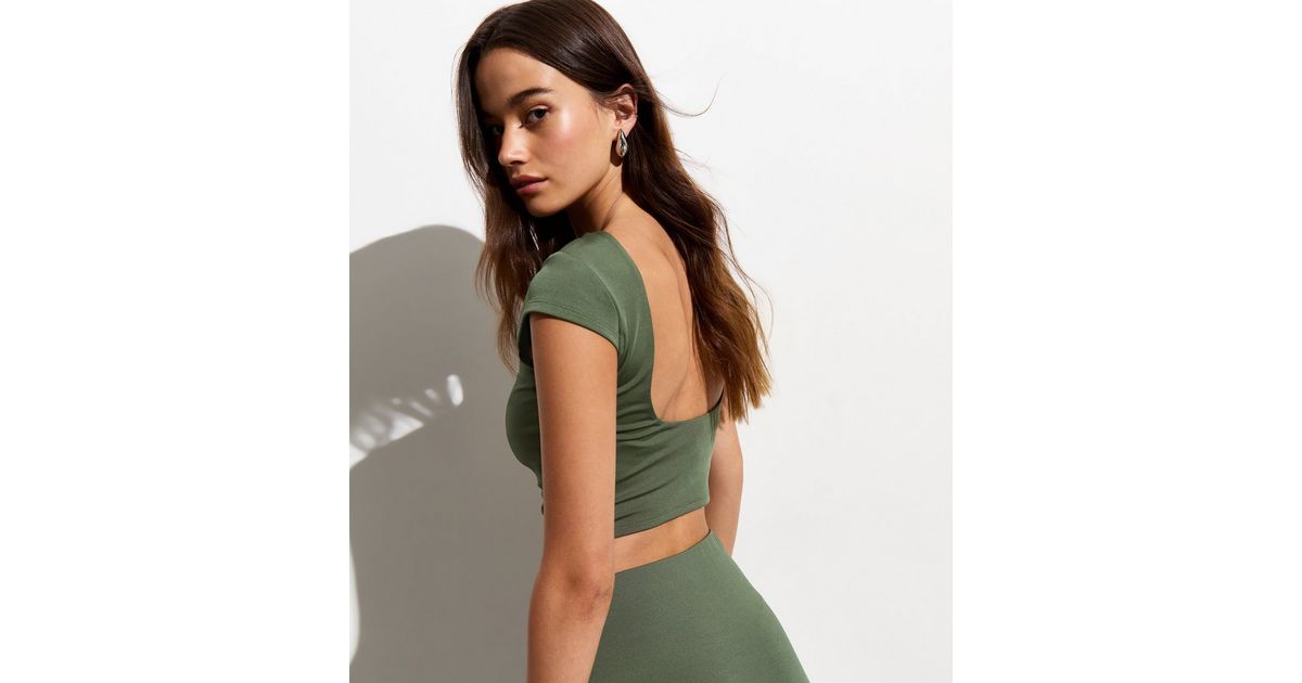 Green Low Back Crop Top | New Look