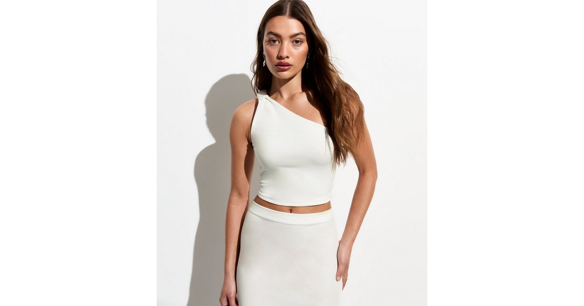 Cream One Shoulder Crop Top | New Look