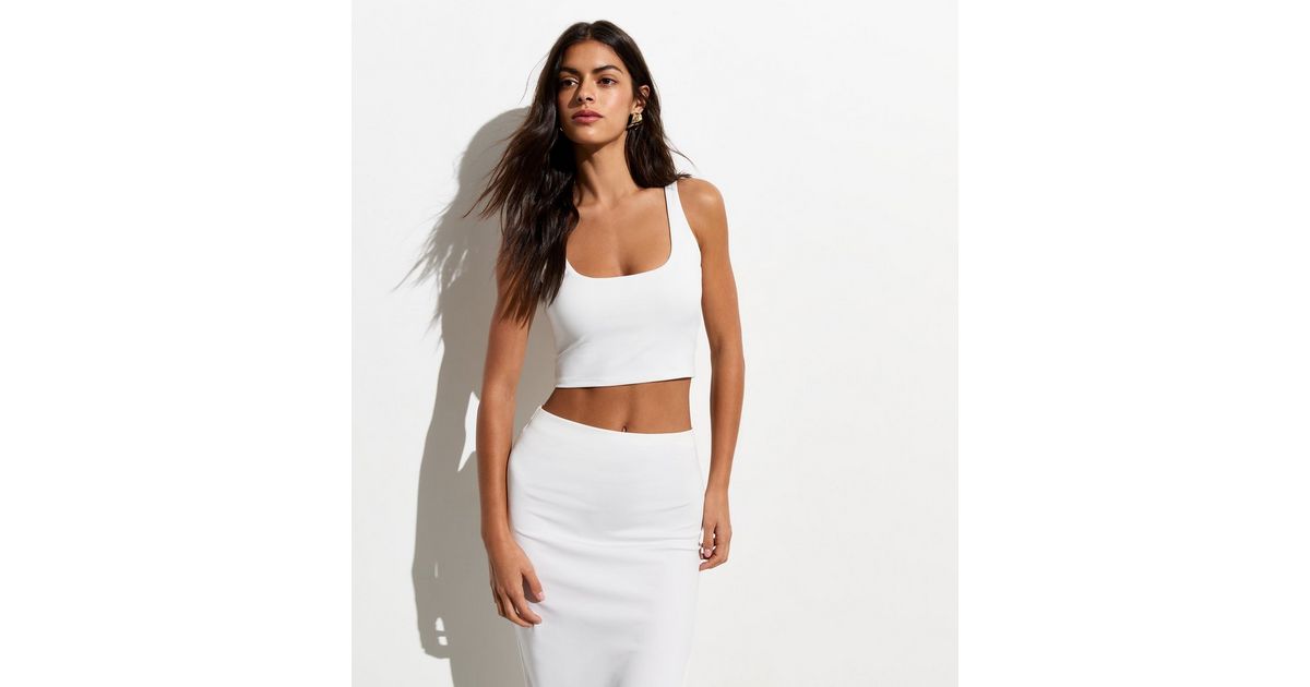 White Square Neck Crop Top | New Look