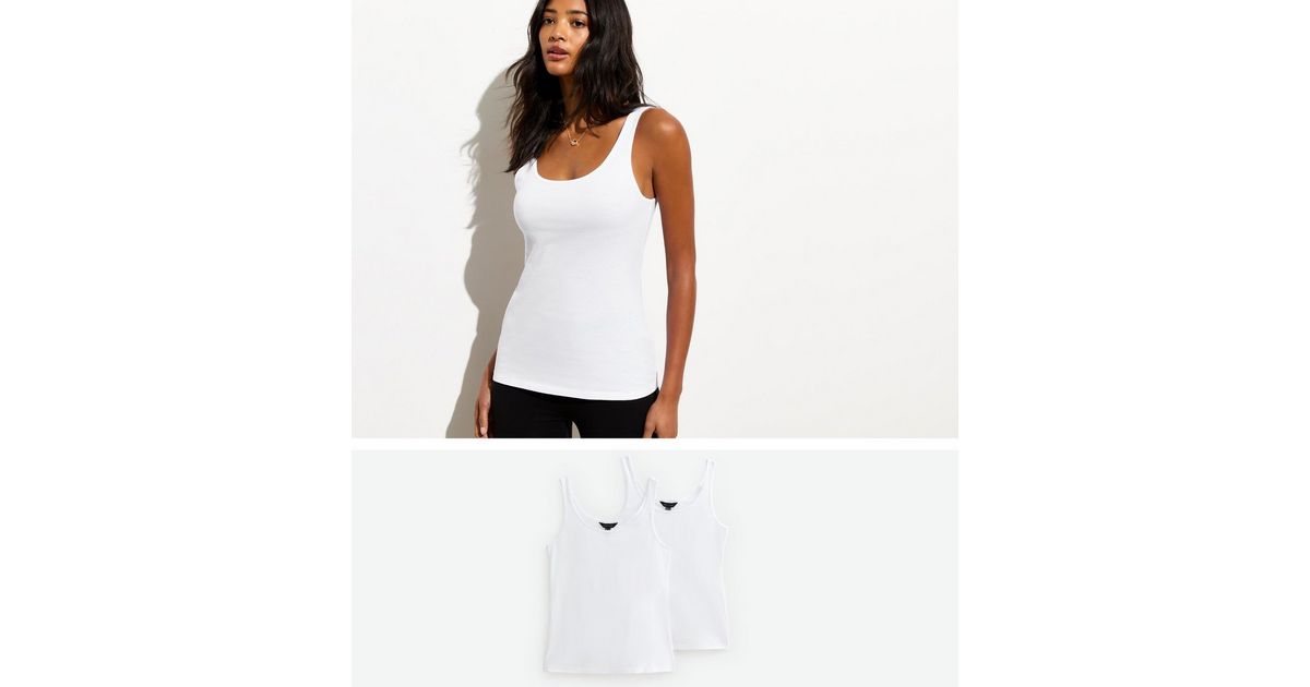 2-Pack Cotton Vest Tops | New Look
