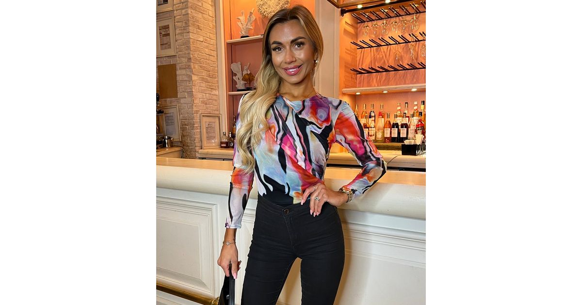 Ax Paris Multicoloured Abstract Print Mesh Long Sleeve Bodysuit New Look