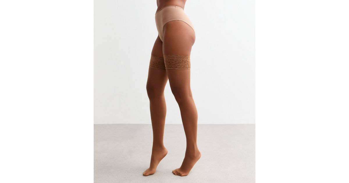 Tan Lace Trim Hold Up Tights | New Look