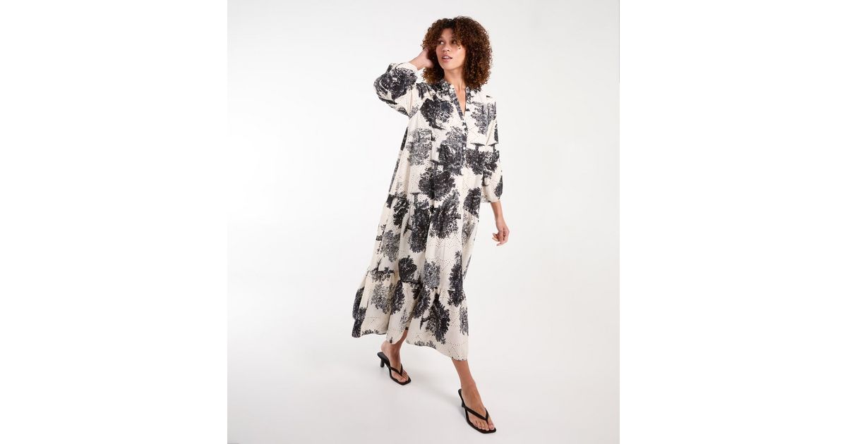 Blue Vanilla Grey Embroidered Maxi Smock Dress | New Look