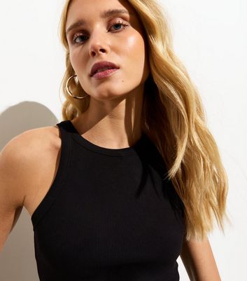 Black Ribbed Racer Back Vest Top | New Look