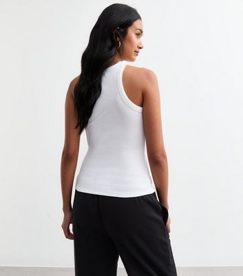 White Ribbed Racer Back Vest Top | New Look