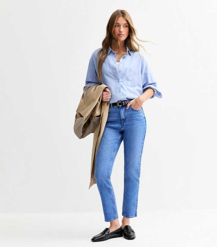 Blue Hannah Ankle Grazer Straight Leg Jeans | New Look