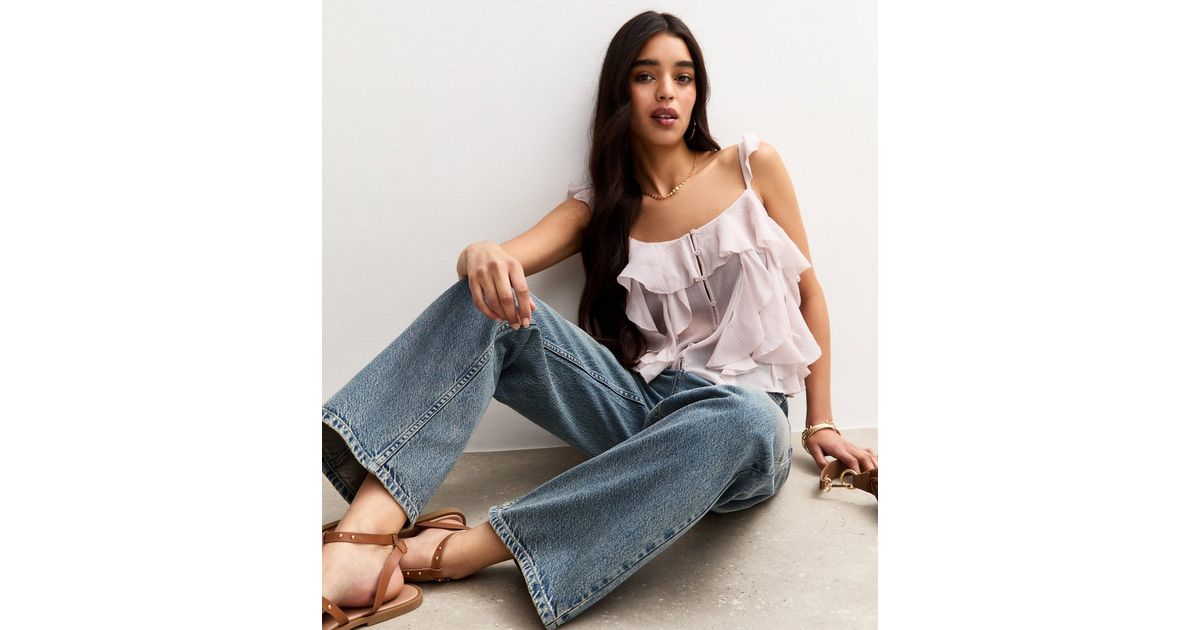 Blue Vintage Tint Low Rise Wide Leg Jeans | New Look