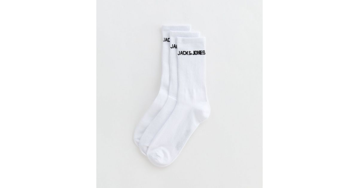 Jack & Jones Pack of 3 White Tennis Socks | New Look