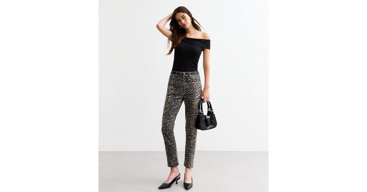 Brown Leopard Print Straight Leg Jeans | New Look