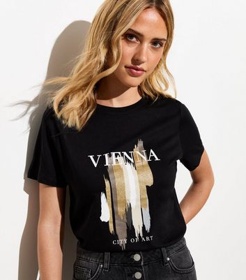 Black Vienna City Of Art Print T-Shirt | New Look