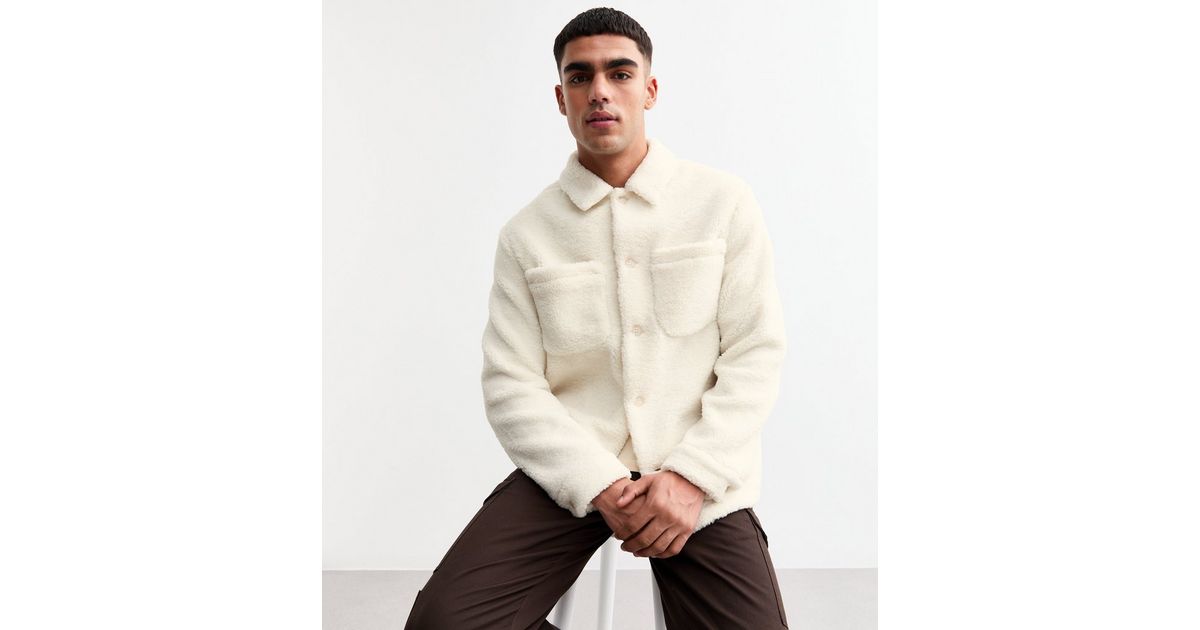 Off White Regular Borg Jacket | New Look