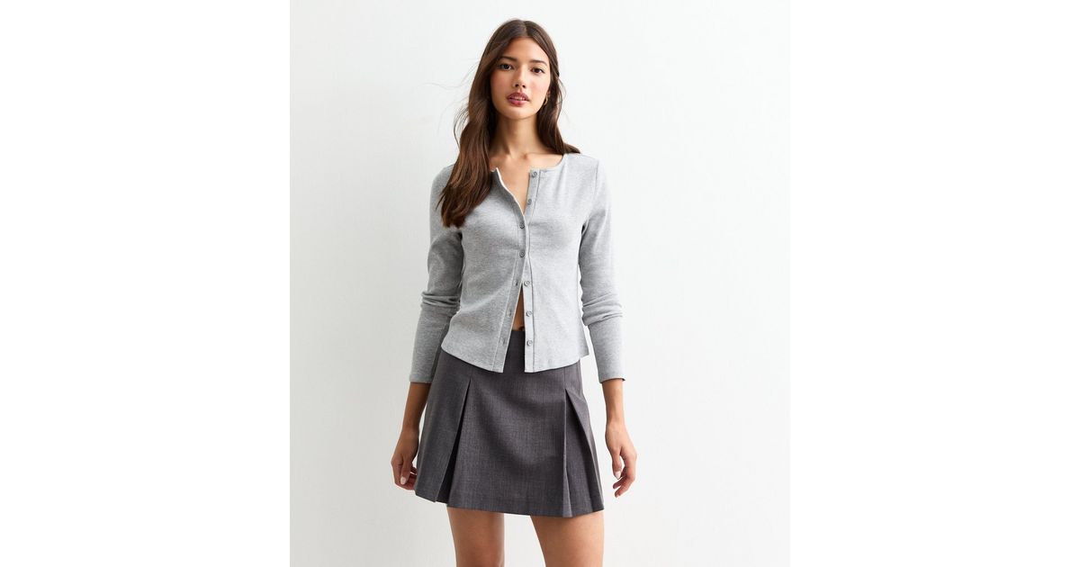 Dark Grey Pleated Mini Skort | New Look