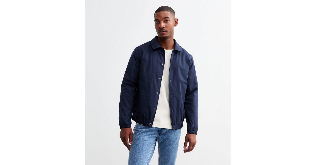 Navy Regular Padded Coach Jacket | New Look