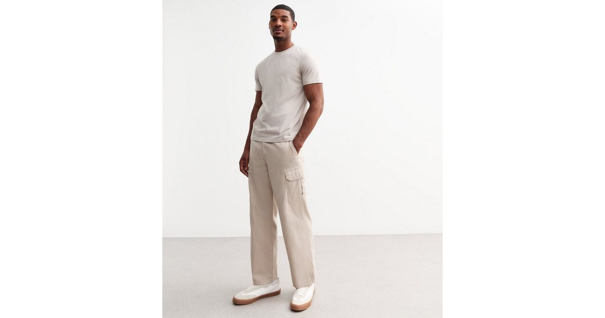 Stone Relaxed Cotton Cargo Trousers | New Look