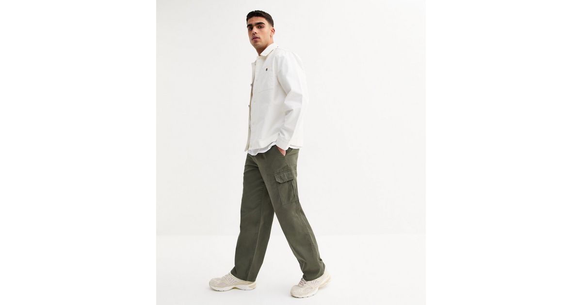 Khaki Relaxed Cotton Cargo Trousers | New Look