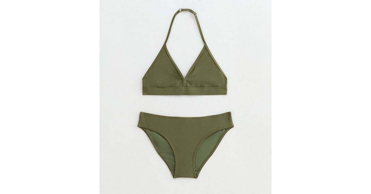 Girls Green Triangle Bikini Set New Look