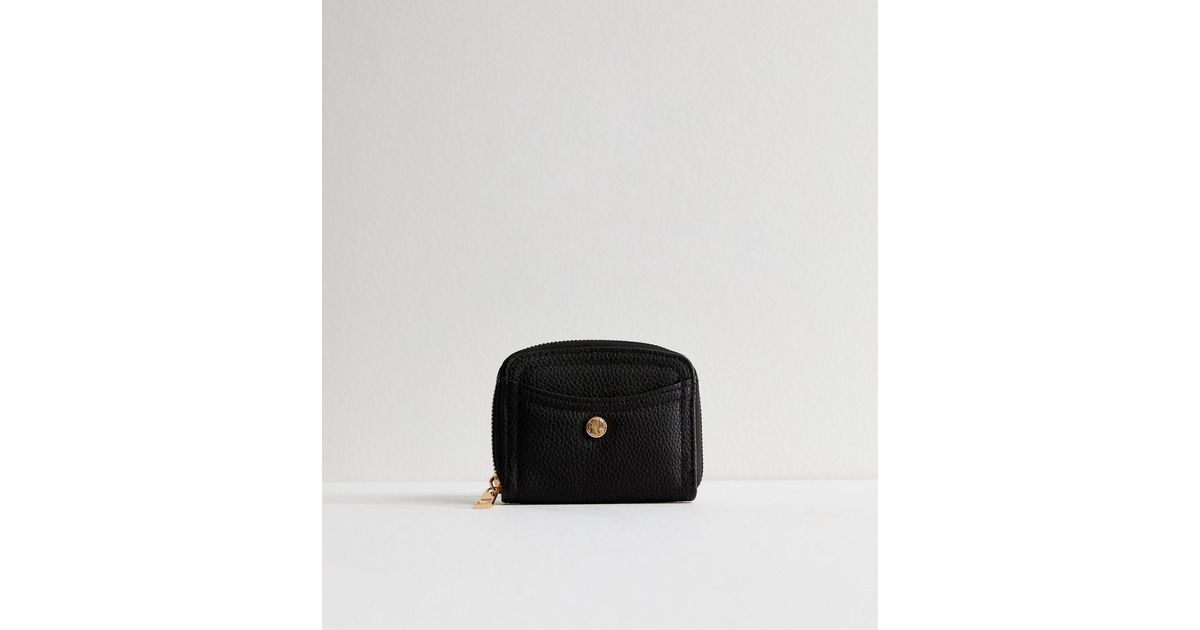 Black Leather-Look Textured Small Purse | New Look