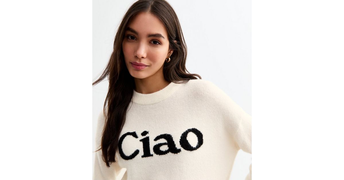 White Ciao Knit Jumper | New Look
