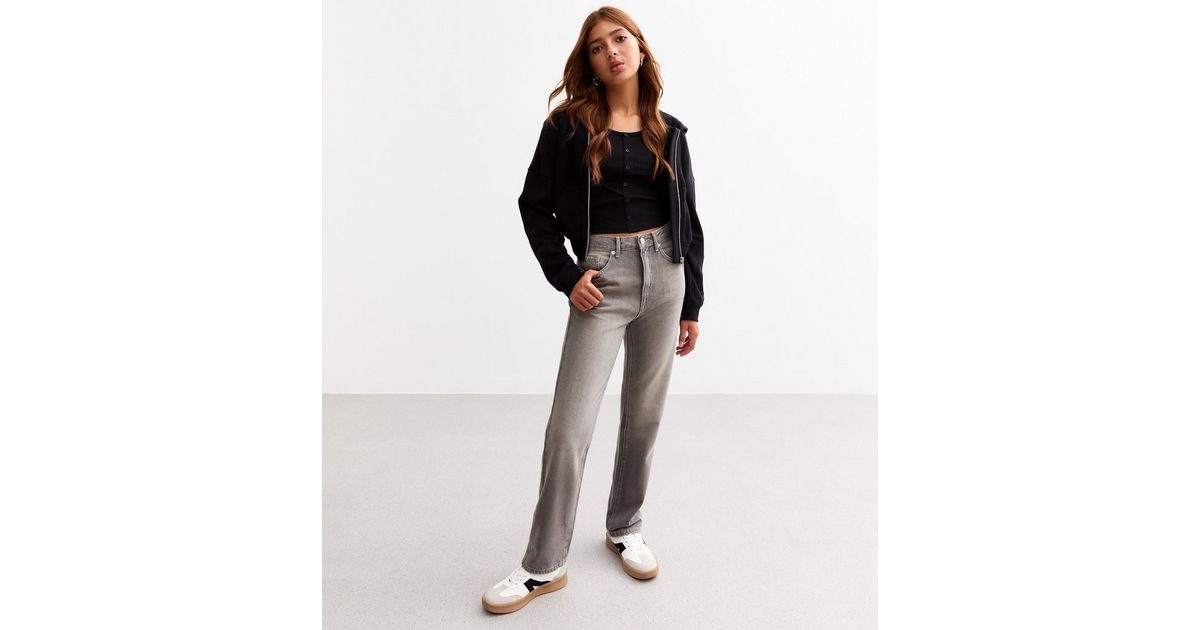 Girls Grey Straight Jeans | New Look