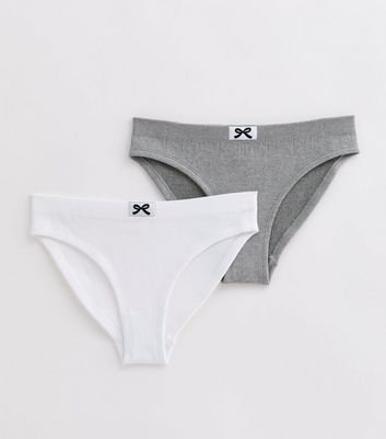 Girls 2 Pack of Rib Bow-Patch Briefs | New Look