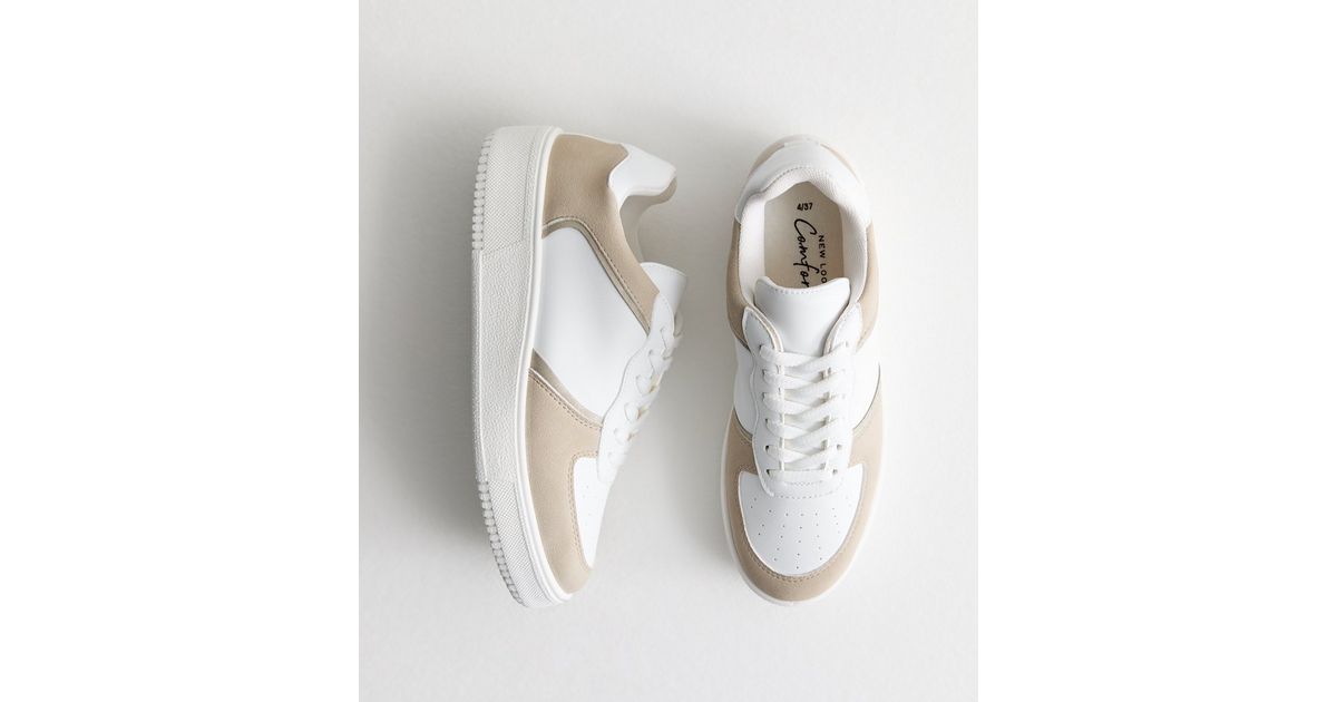 White Contrast Trim Double Sole Trainers | New Look