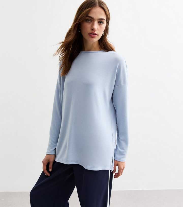 Pale Blue Soft Touch Long Relaxed Top | New Look