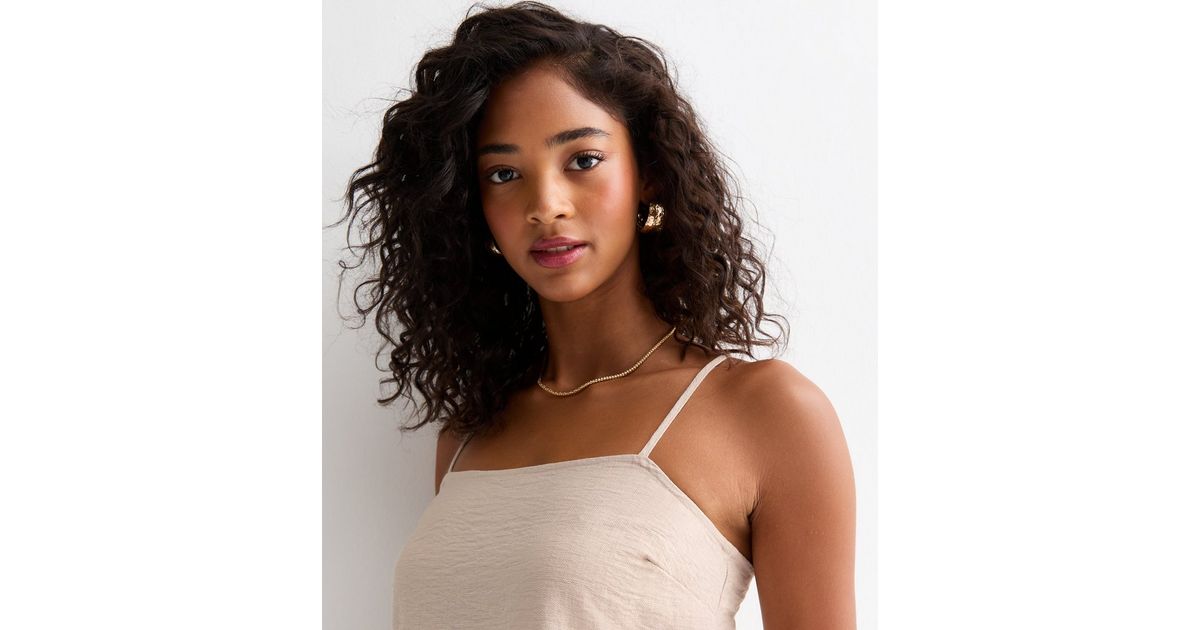 Camel Split Side Strappy Cami Top | New Look