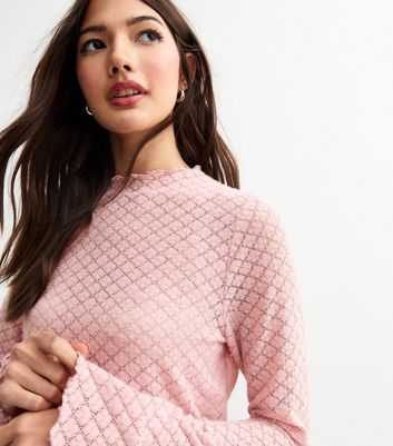 Pink Soft Touch Brushed Pointelle Top | New Look