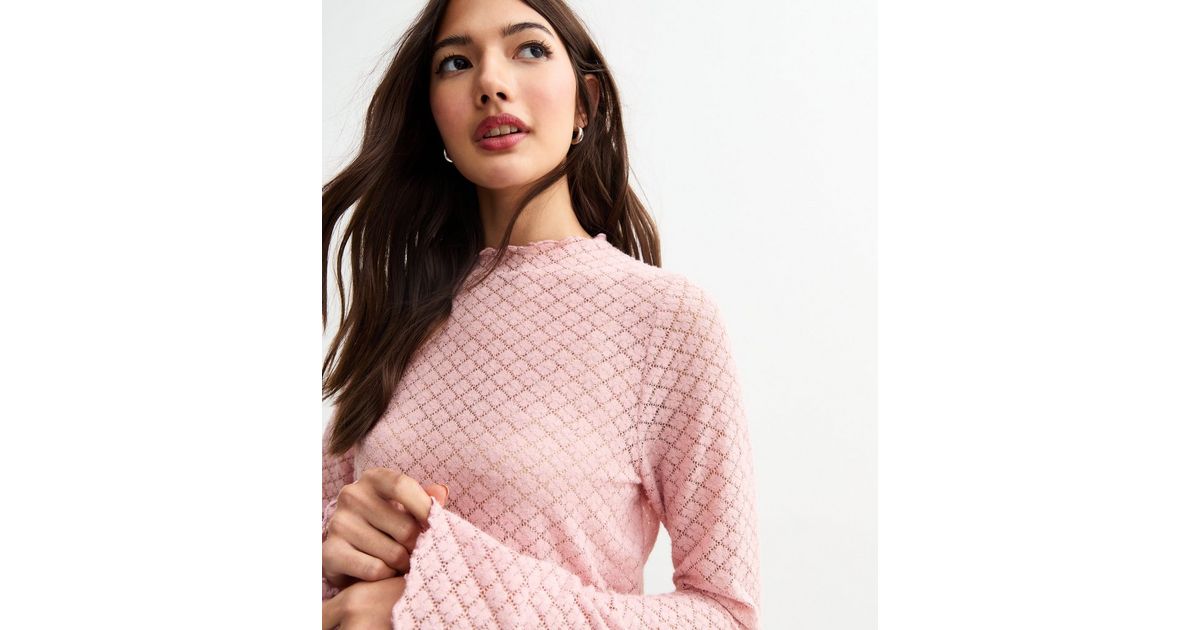 Pink Soft Touch Brushed Pointelle Top | New Look