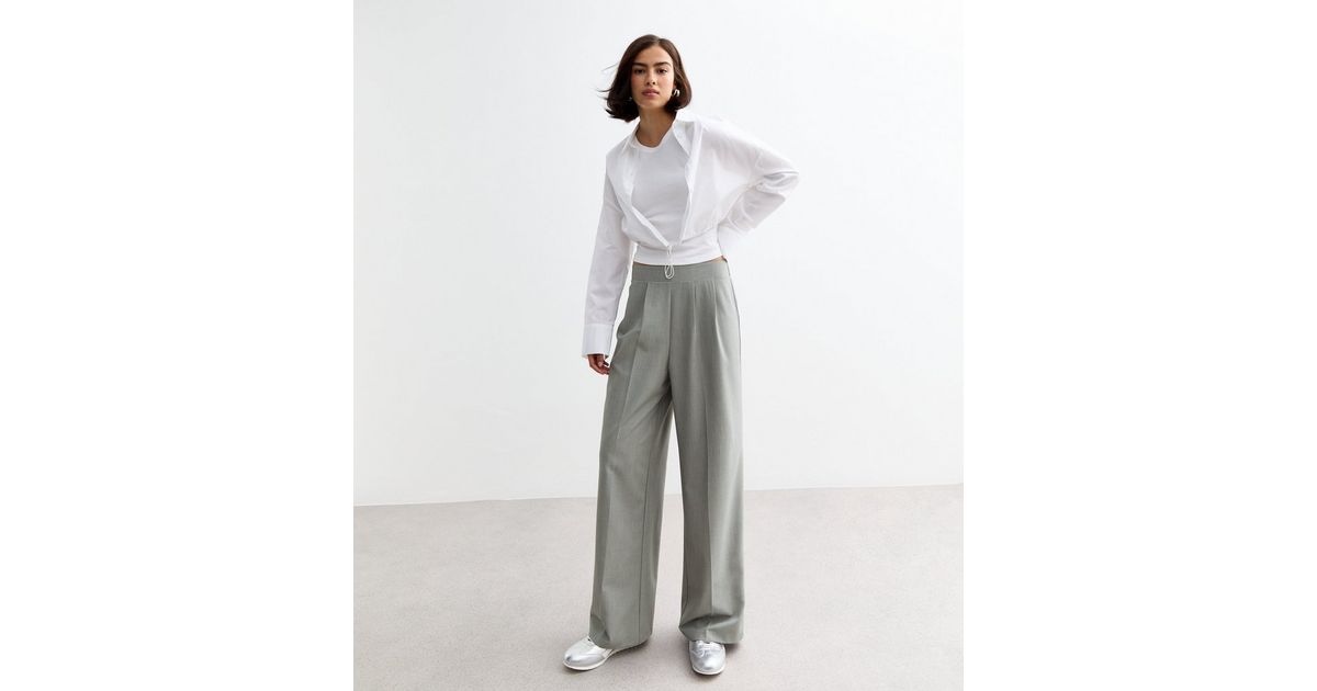 Grey Elasticated Wide Leg Trousers | New Look
