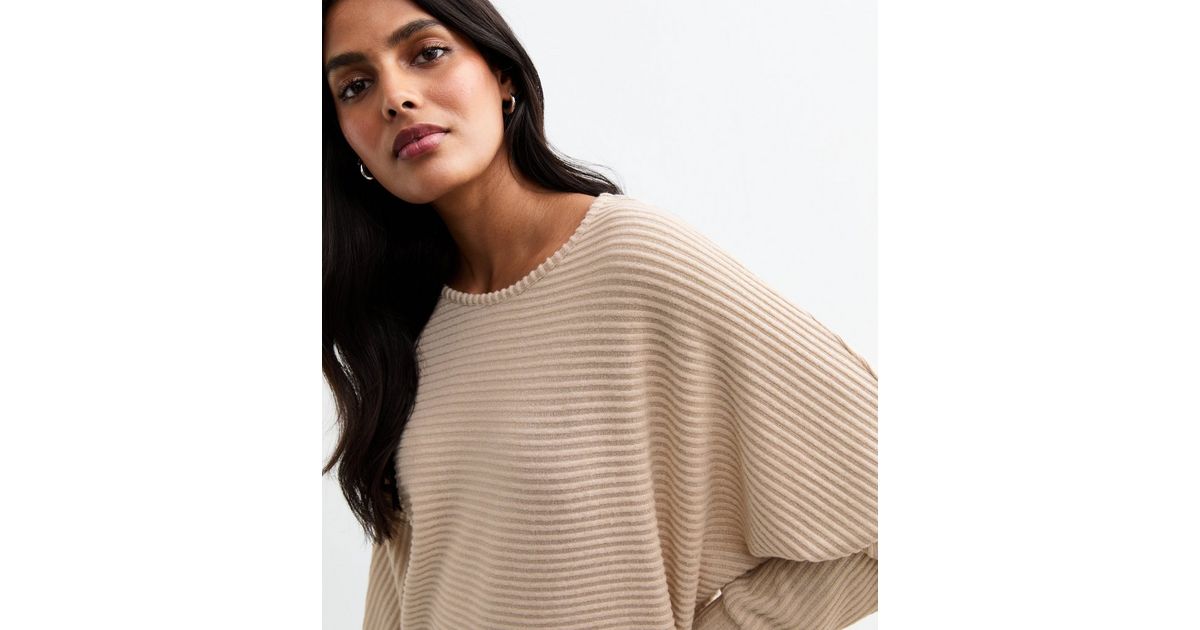 Cream Ribbed Soft Touch Batwing Sleeve Top | New Look