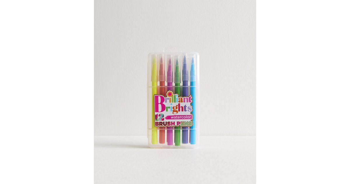 12 Pack Multicoloured Watercolour Brush Pens | New Look